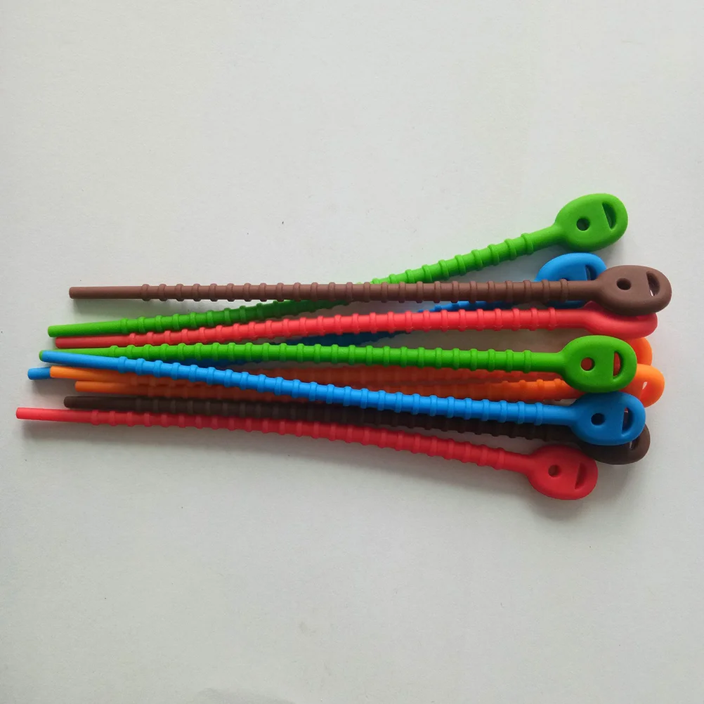10PCS Silicone Zip Tie Food Bags Tie Wraps Colorful Multi Purpose ...
