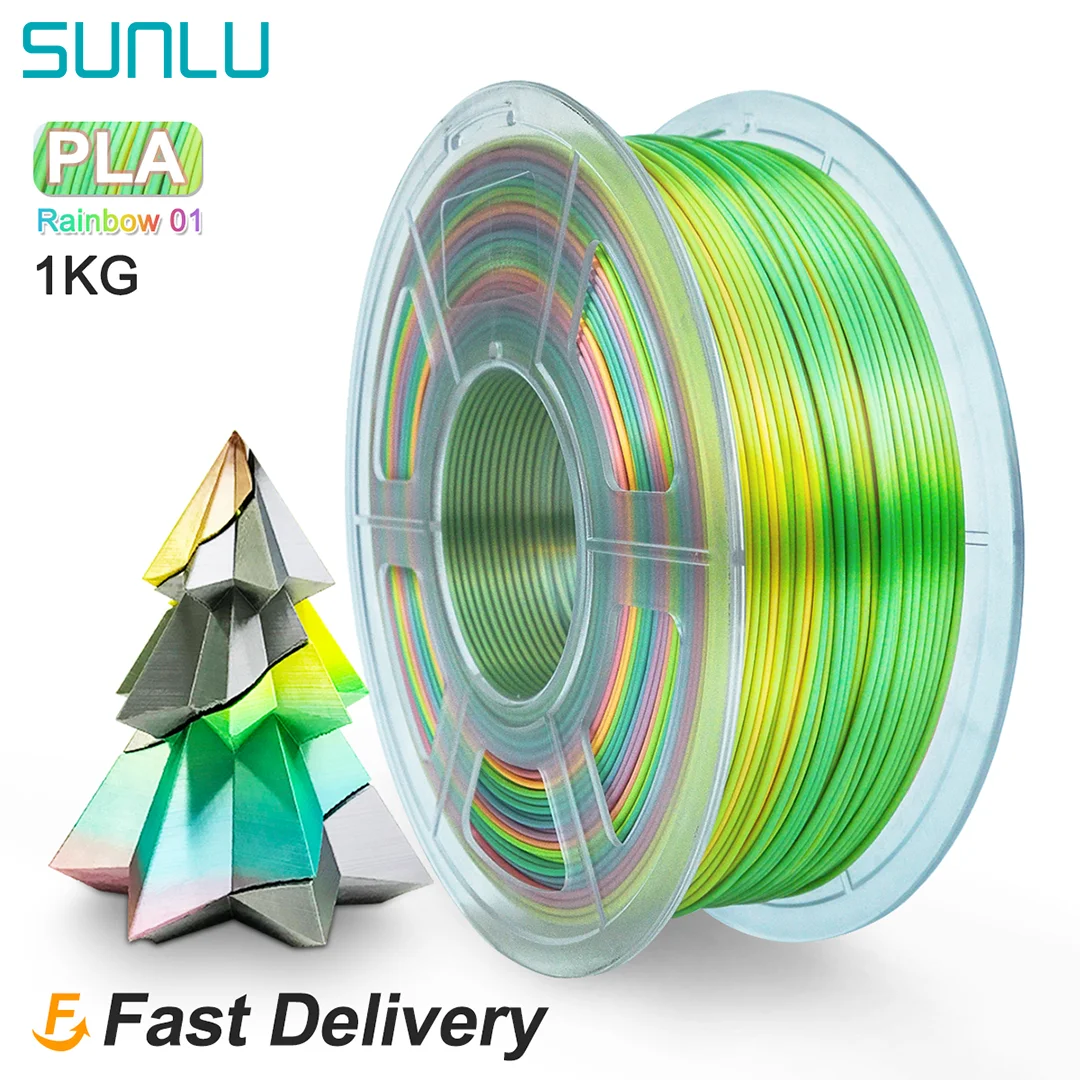 SUNLU-Silk-Rainbow-Filament-1-75mm-1kg-For-3D-Printer-Shiny-Color ...