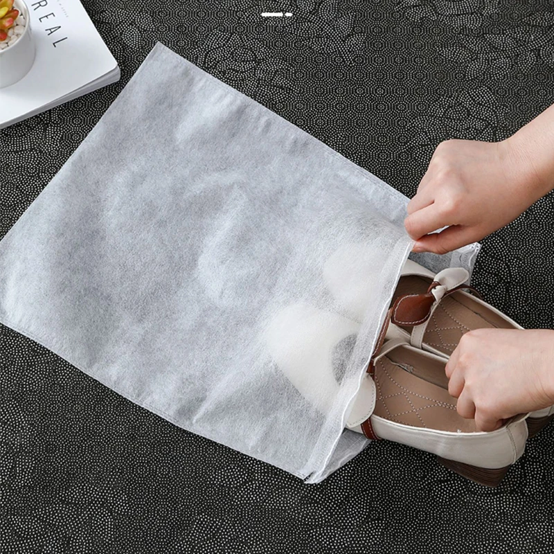 New-10Pcs-Set-Shoe-Dust-Covers-Non-Woven-Dust-proof-Drawstring-Clear ...