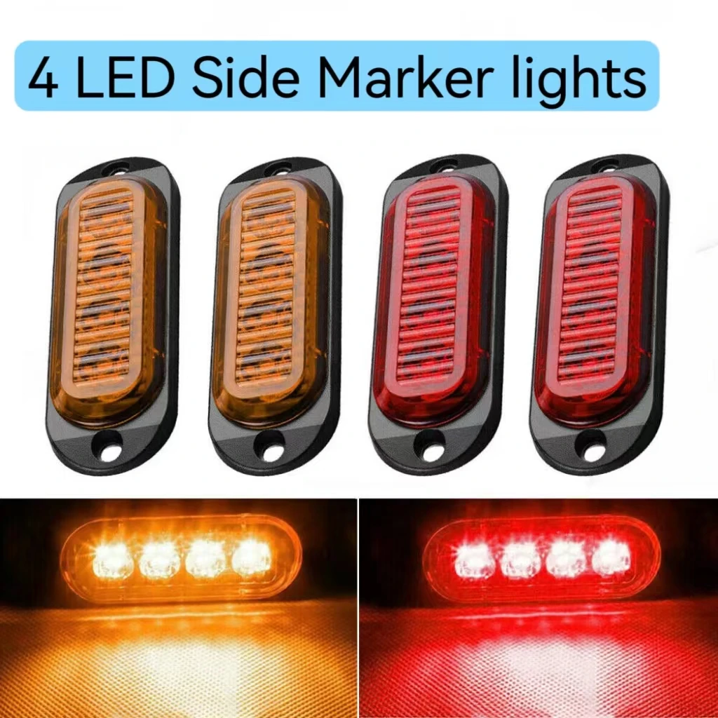 Led-24v-Truck-Lamp-4-LED-Side-Marker-lights-Clearance-Marker-Trailer ...