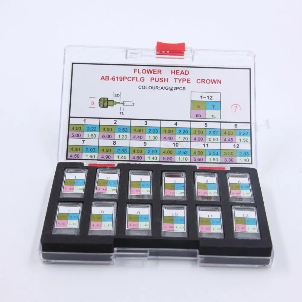 24pcs-Watch-Pusher-Crown-Set-12-Sizes-Stainless-Gold-Flower-Head-Push ...