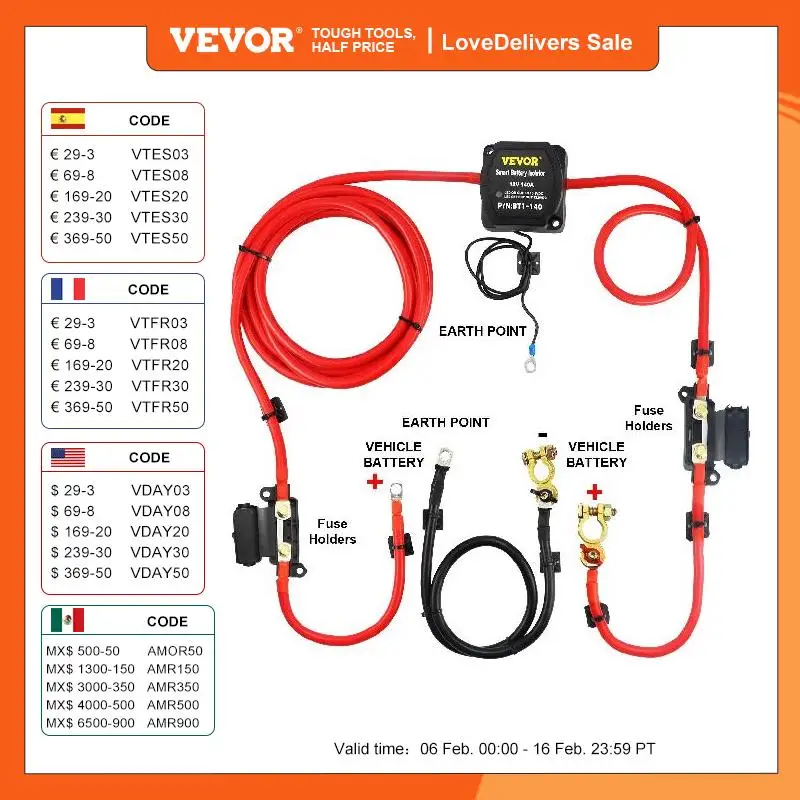 VEVOR-Split-Charge-Relay-Kit-Voltage-Sense-Relay-Professional-12V ...