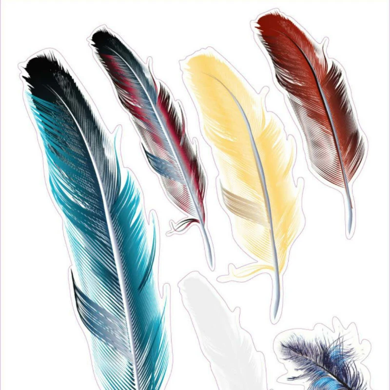1pcs Feather Shape Simulation Car Stickers 3D Rear View Mirror Stickers ...