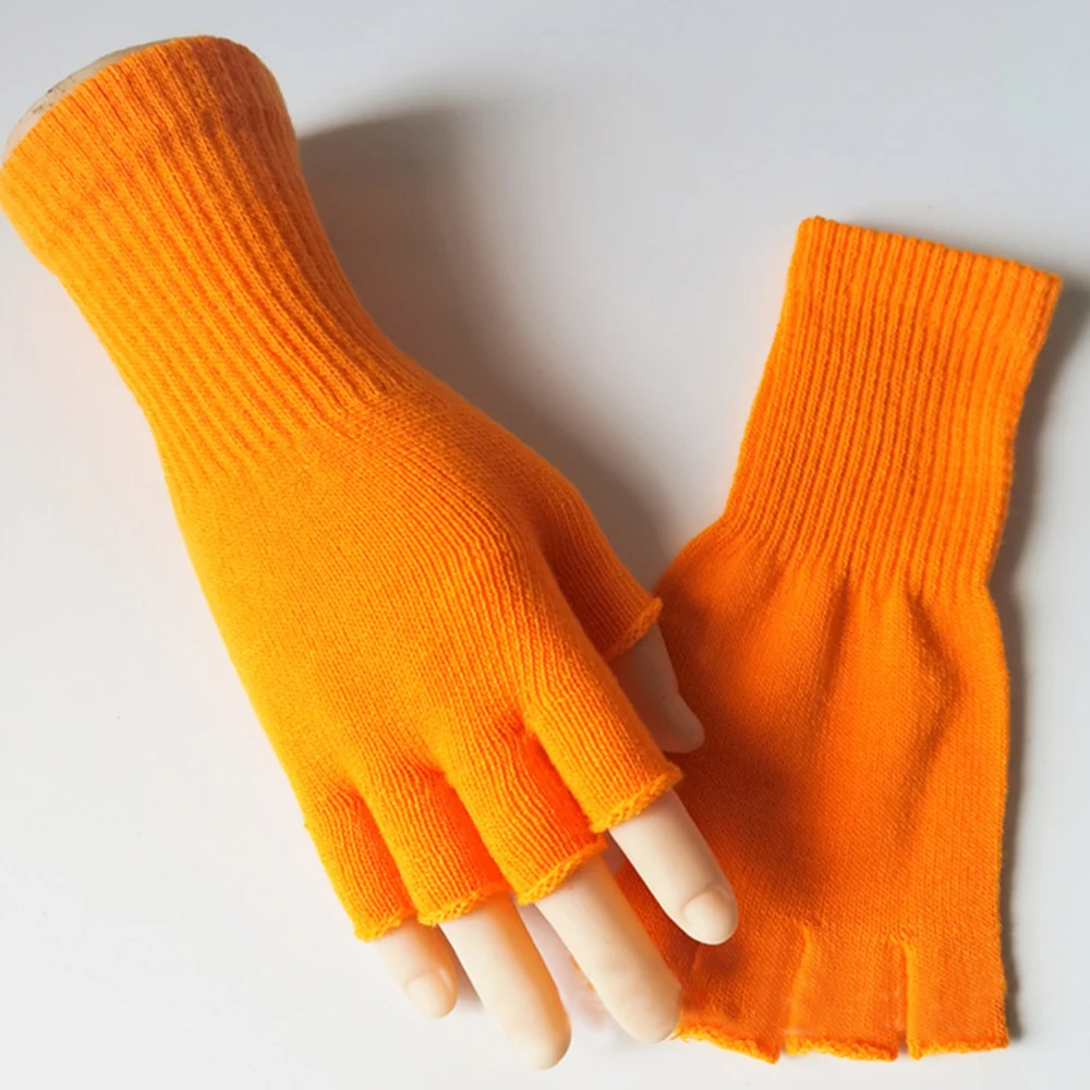 Women-Soft-Acrylic-Half-Five-Finger-Gloves-Knitted-Wrist-Mittens-Winter ...