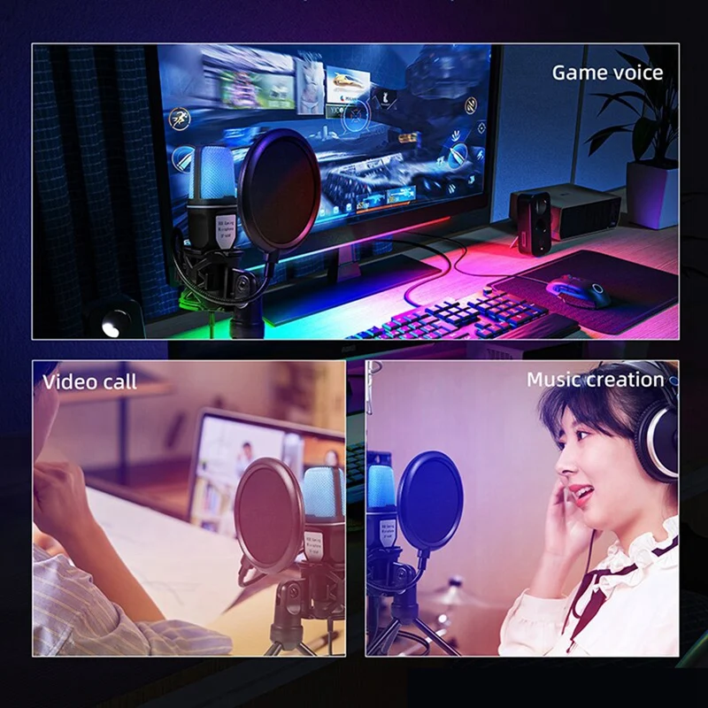 X11A SF666R USB Microphone RGB Condensador Microphone Gaming Mic for ...