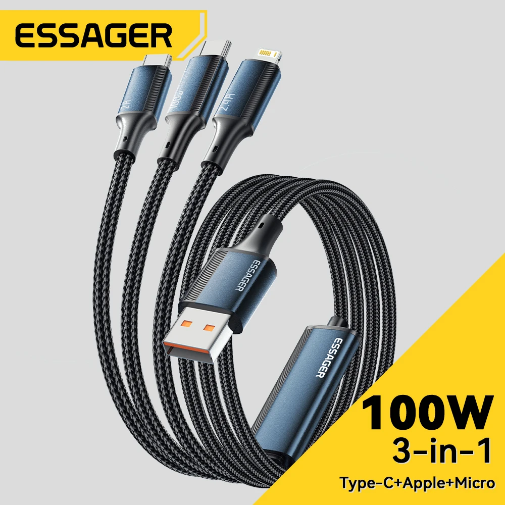 Essager-100W-7A-USB-Type-C-Fast-Charger-Cable-3-in-1-Fast-Charging ...