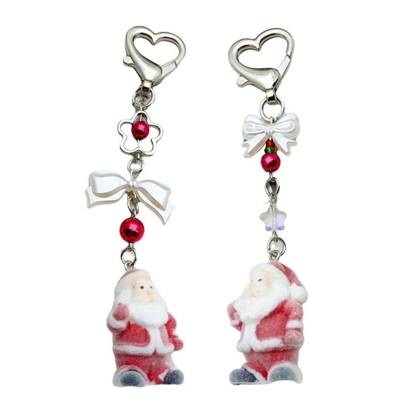 Soft-Sturdy-Flocking-Santa-Key-Holder-With-Sparkling-Star-Bowknot ...