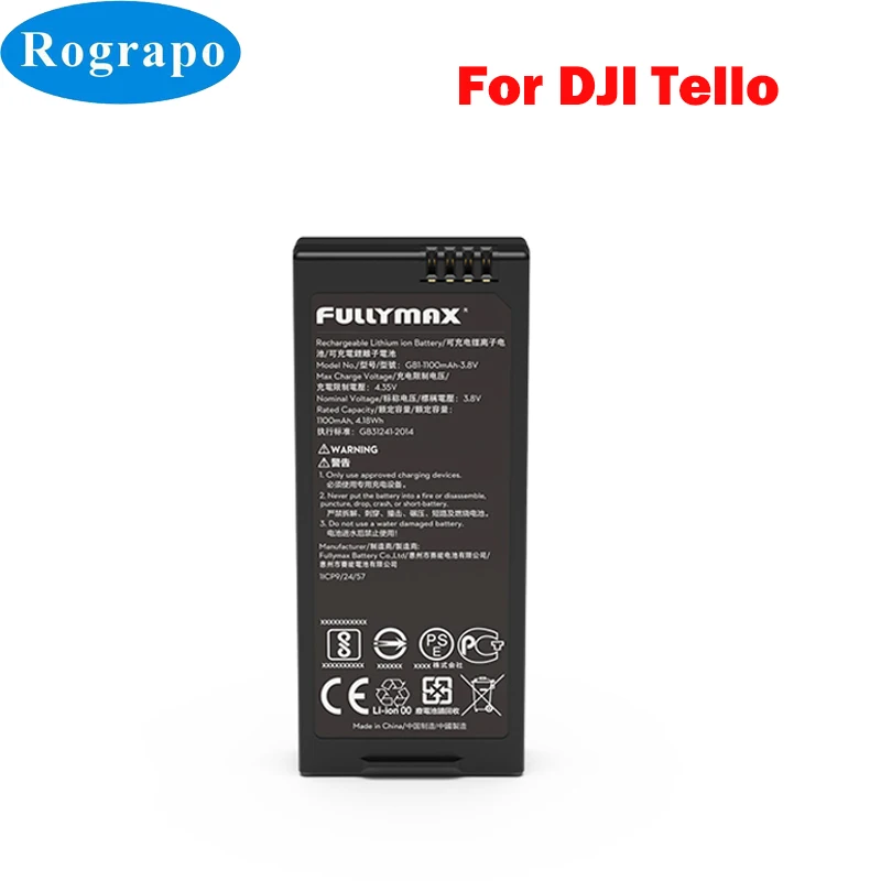 New 3.8V 1100mAh Fullymax Original Flight Battery For DJI Tello, Tello ...