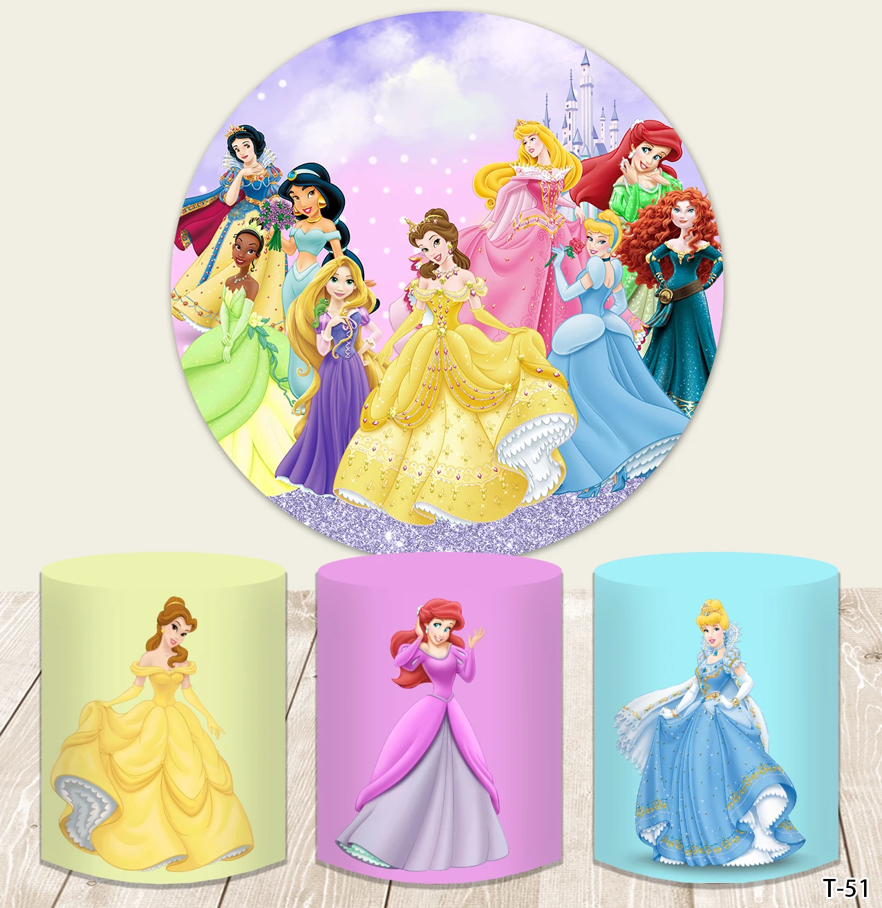 Disney-Princess-Party-Background-Decors-Round-Shape-Customized-Backdrop ...