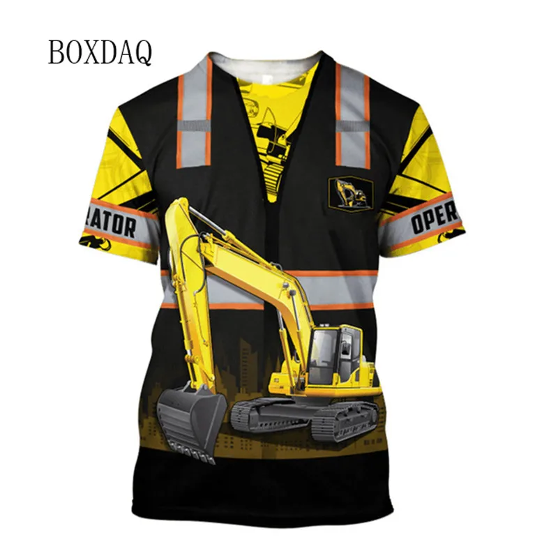 Short-Sleeve-Excavator-Worker-Clothes-T-shirts-For-Men-s-3D-Print ...