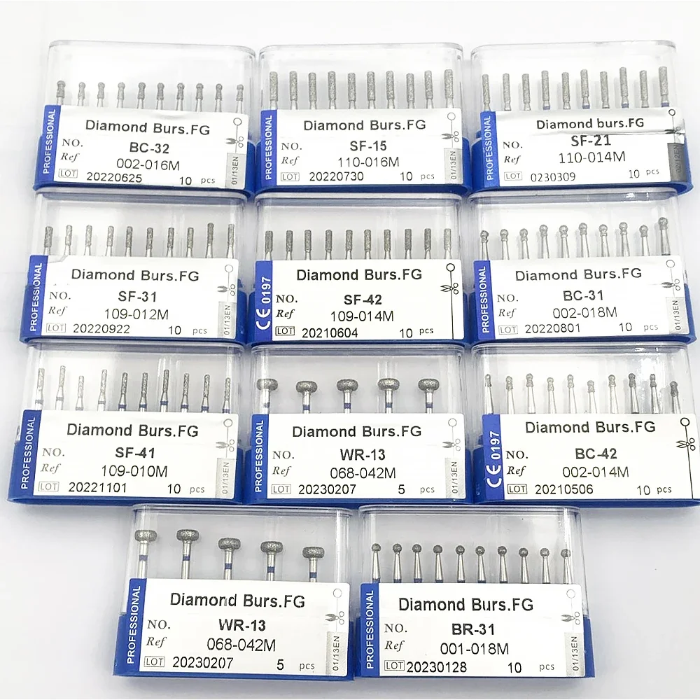 10-Pcs-Box-Dental-Diamond-Bur-Multiple-Models-Optional-Fit-For-Dental ...
