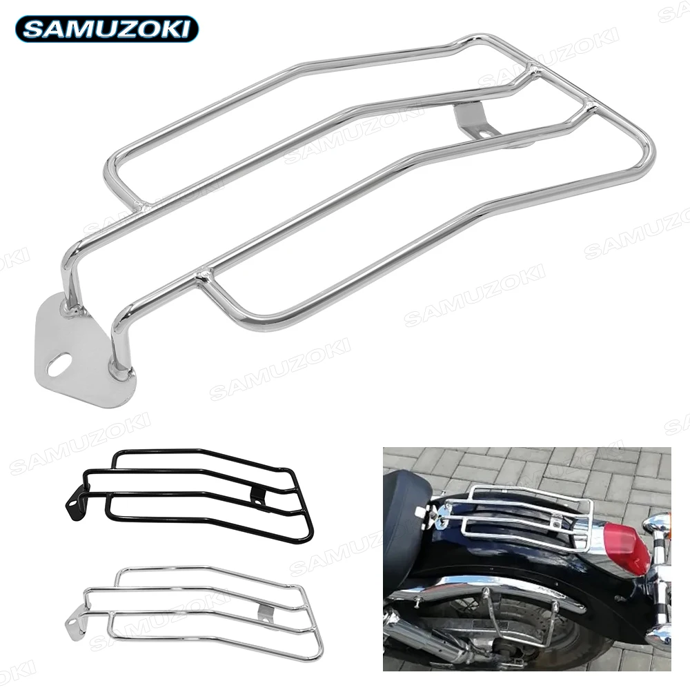 Motorcycle-Black-Chrome-Rear-Solo-Seat-Luggage-Rack-Carrier-For-Honda ...