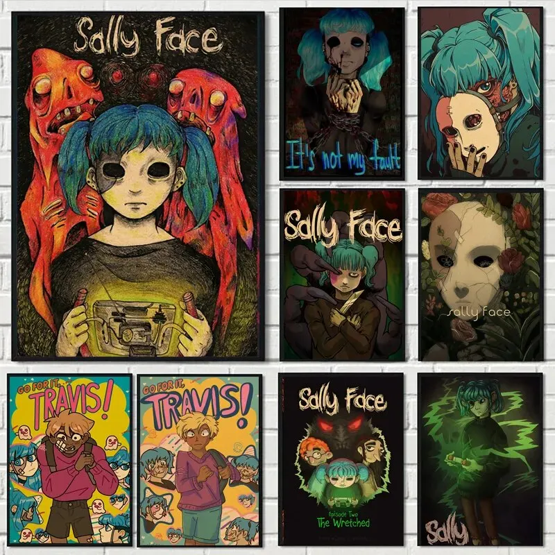 Sally-Face-Game-Inspired-Wall-Art-High-Quality-Canvas-Prints-Horror ...