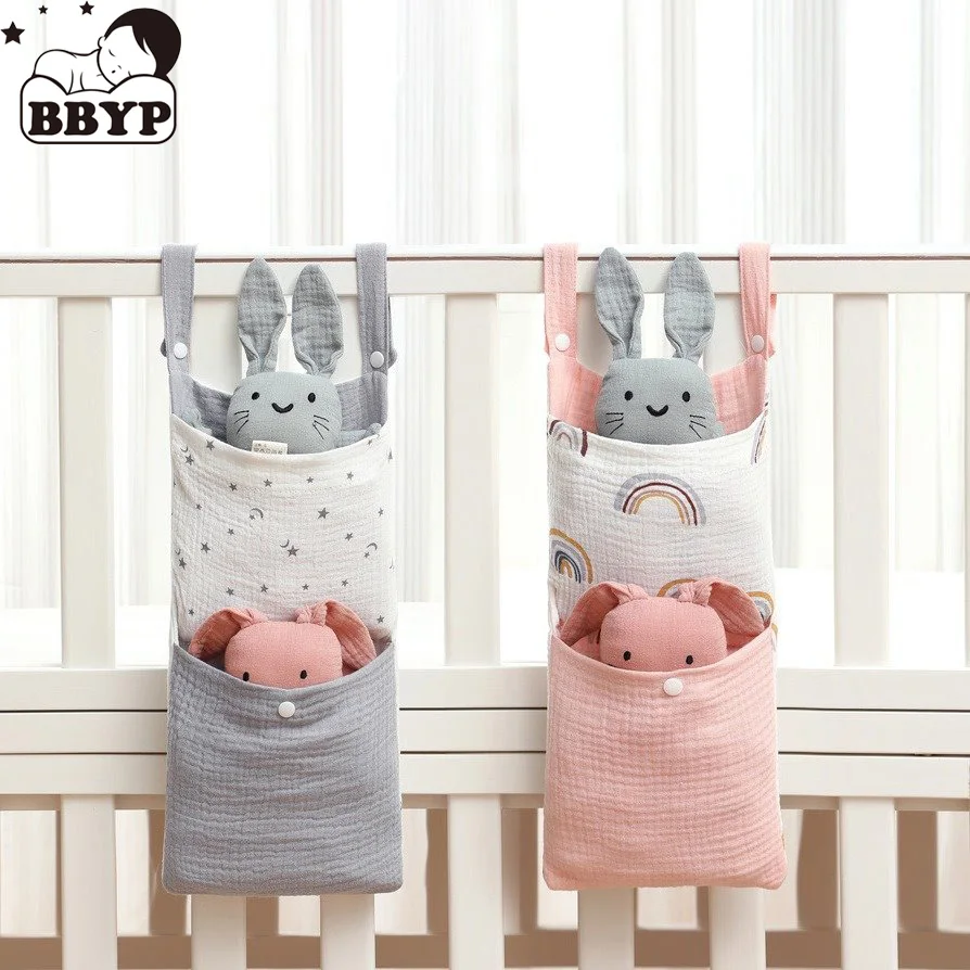 Baby-Bed-Hanging-Storage-Bags-Gauze-Newborn-Crib-Organizer-Toy-Diaper ...