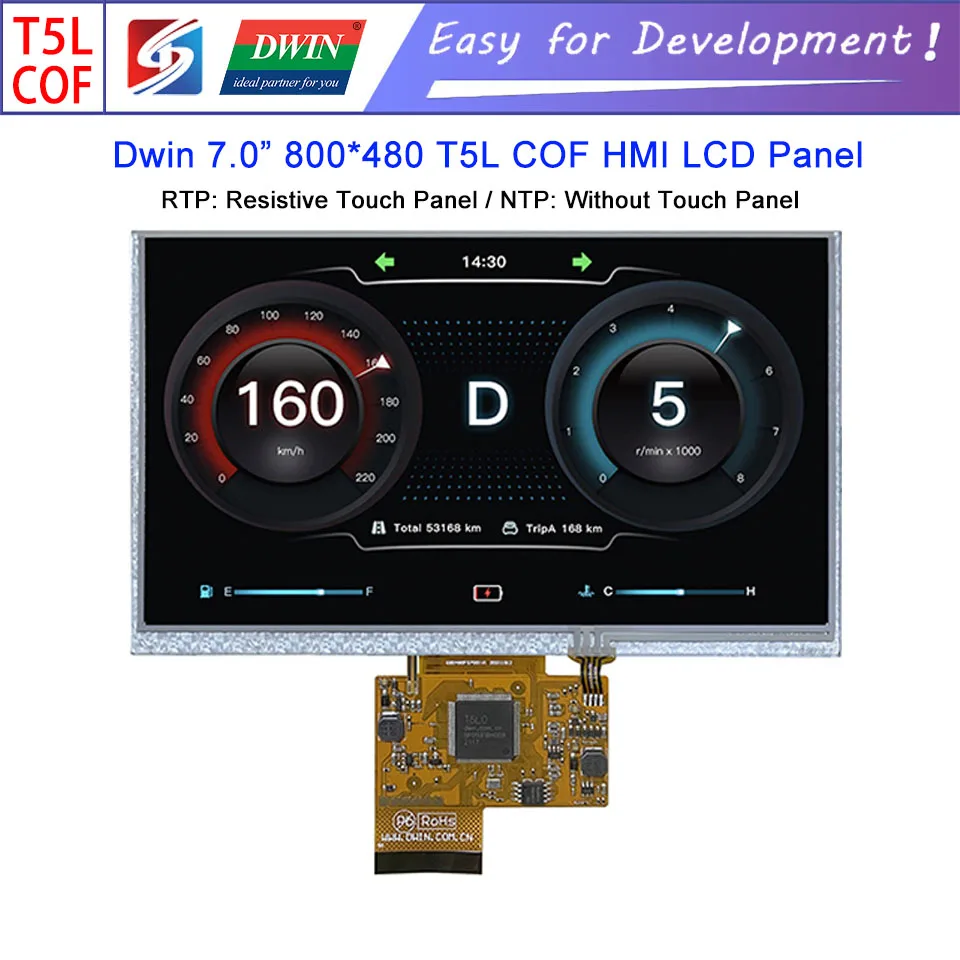 Dwin T5L HMI Intelligent Display, DMG80480F070_01W 7.0" 800X480 COF UART LCD Module Screen ...