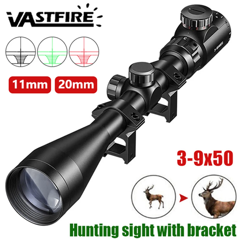 3-9x50-Hunting-Riflescope-Optical-Scope-Green-Red-Illuminated-11-20mm ...