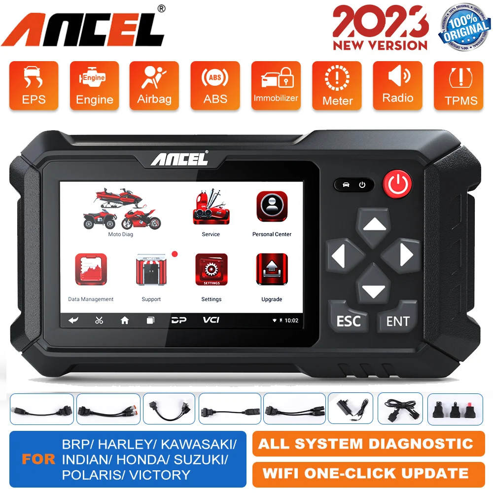 Ancel MT500 Motorcycle OBD2 Scanner Full System Diagnosis Tool ABS ECU ...