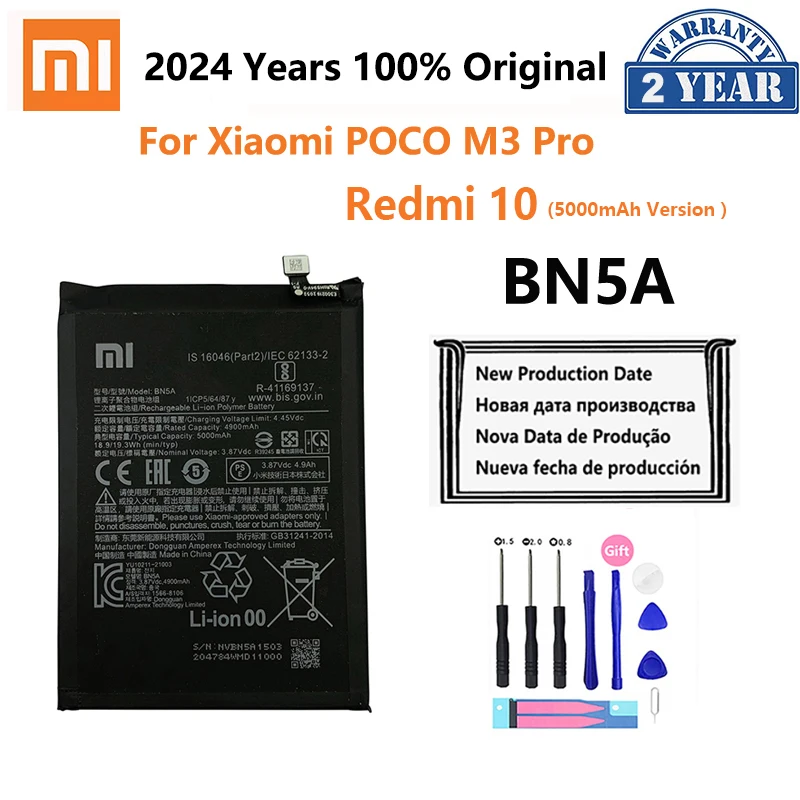 100-Original-BN5A-5000mAh-Phone-Battery-For-Xiaomi-POCO-M3-Pro-5G-Redmi ...
