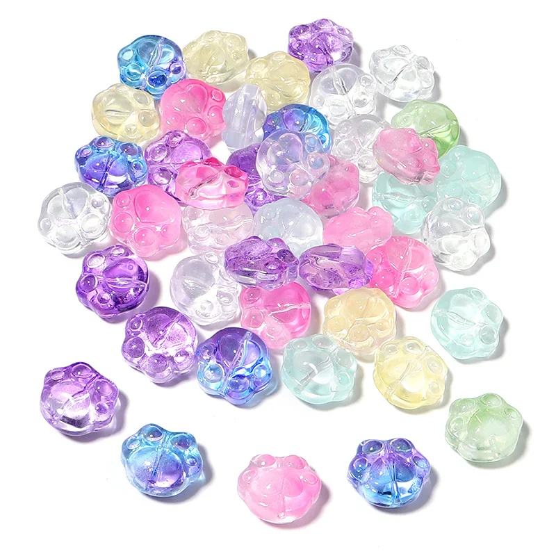 20pcs Bear Claw Shape Lampwork Beads 15x14mm Color Cute Transparent ...