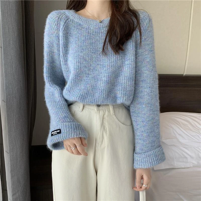 Autumn-Winter-Round-Neck-Solid-Color-Jumpers-Female-Loose-Casual-Simple ...