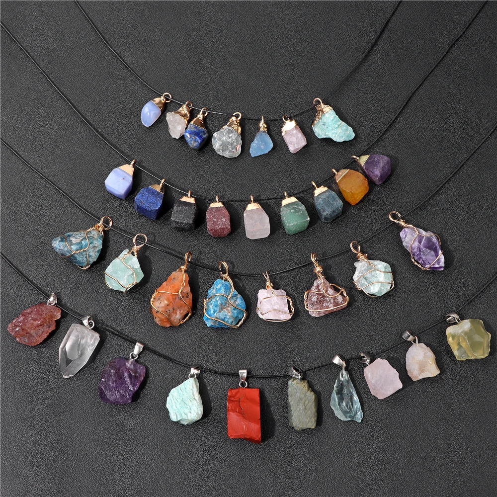 5pcs Natural Rough Stone Pendant Irregular Shape Healing Amethysts ...