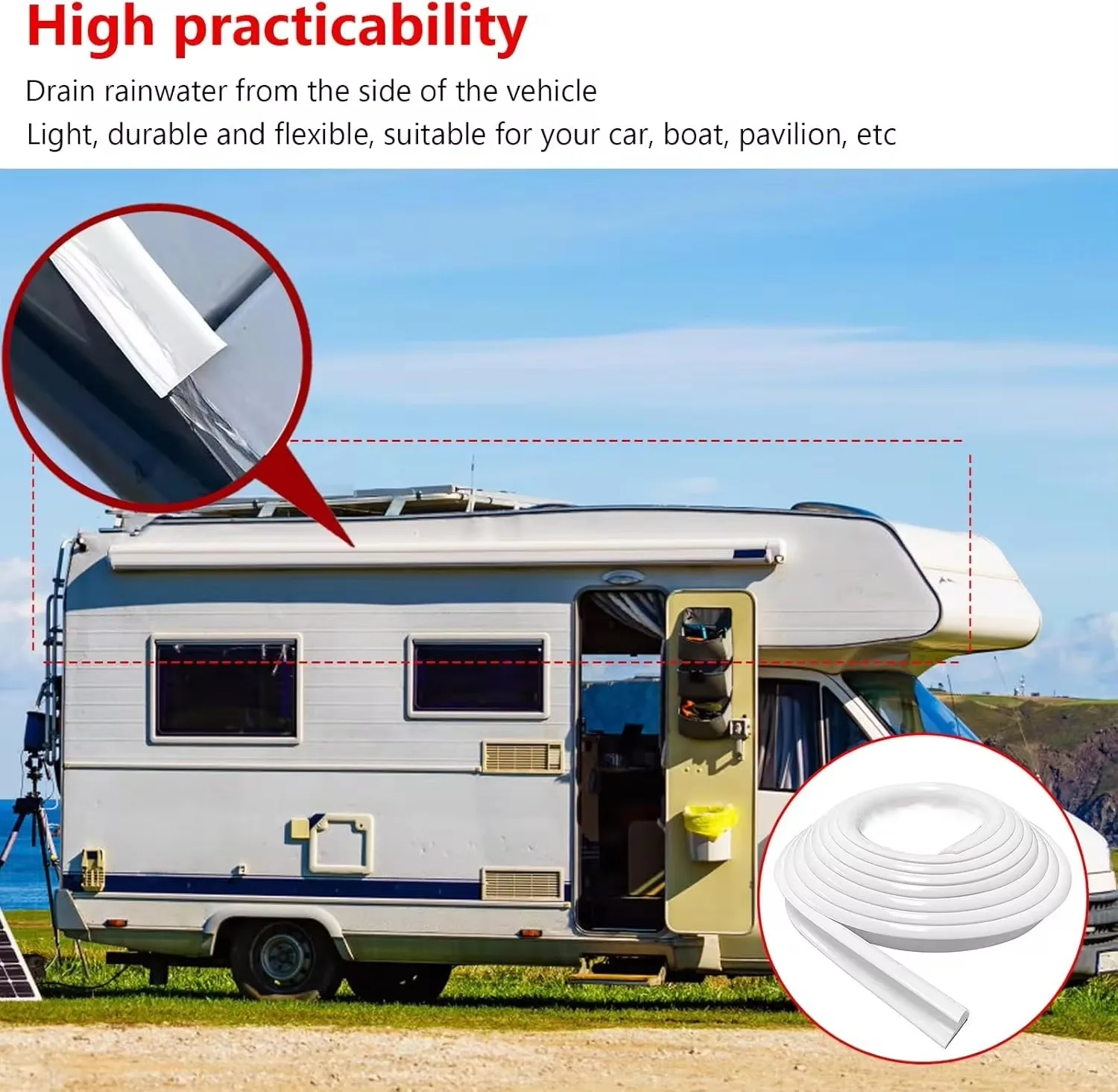 1/2/3/5/10M Caravan Motorhome Camper Van Gutter Rain Guard Drip Stop ...
