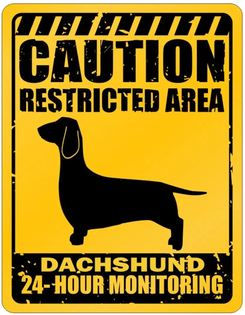 Vintage-Decorative-Metal-Tin-Sign-Caution-Restricted-Area-Dachshund-24 ...