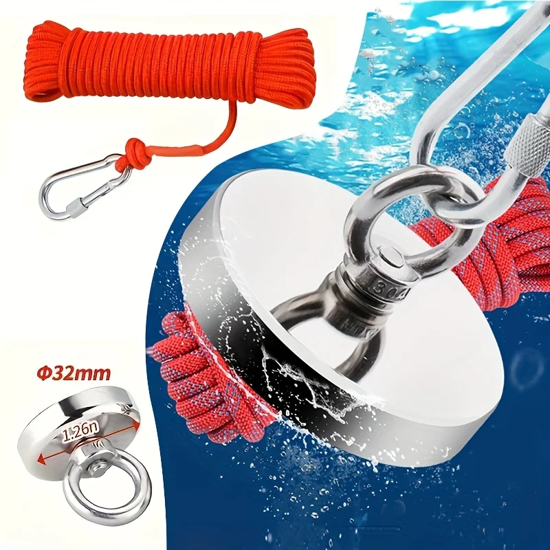 Salvage magnetic set, equipped with a 1000cm/393.7-inch long rope ...
