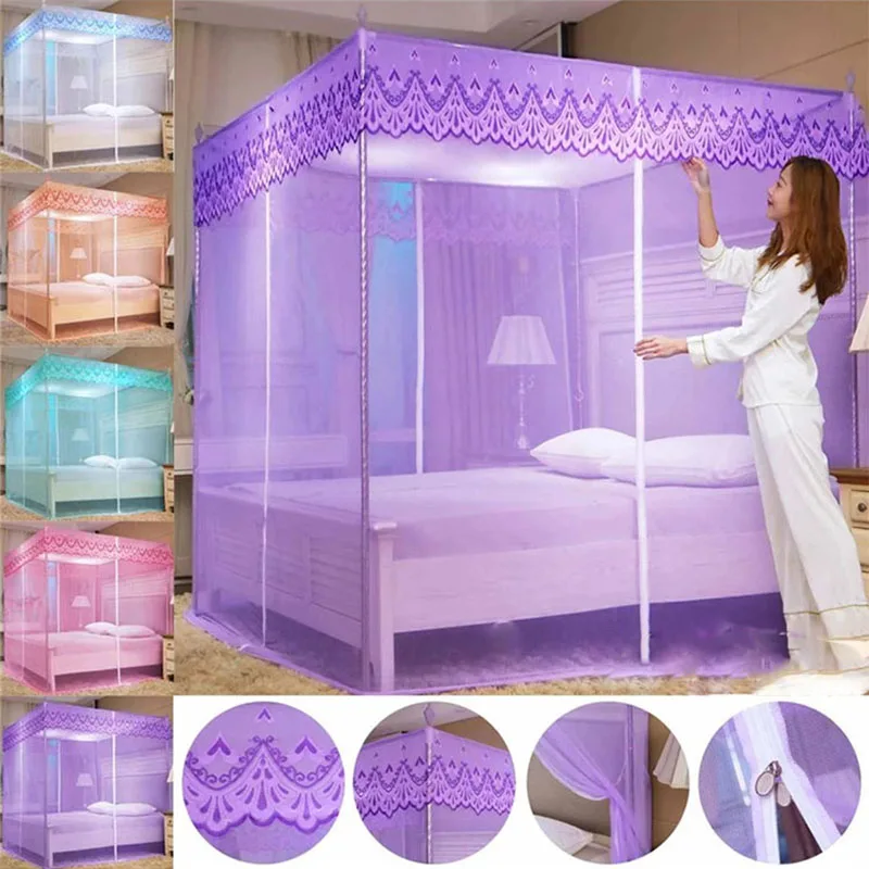 Romantic-Square-Lace-Mosquito-Net-with-Zipper-Three-Doors-Queen-Size ...