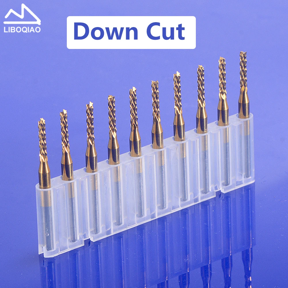 10PCS-PCB-Router-Bits-0-8-2-0mm-Down-Cut-Solid-Carbide-Corn-Teeth ...