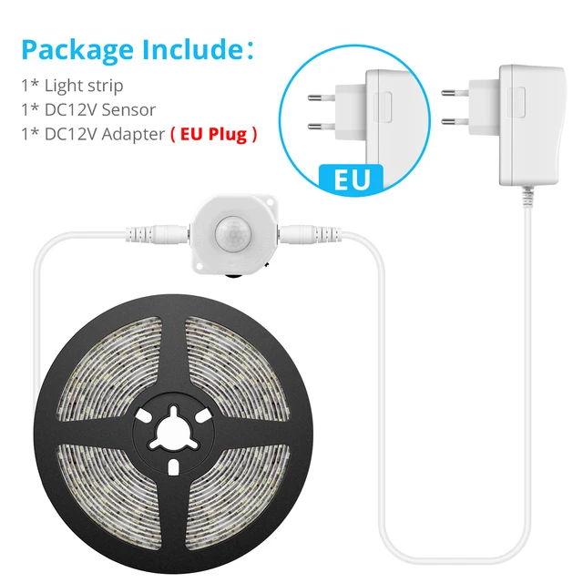 Wireless PIR Motion Sensor LED Strip Light 110V/220V Led Ribbon 1-5M ...
