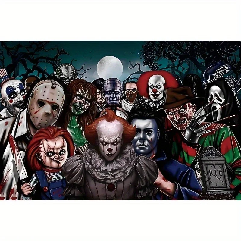 1PC Horror Movie Characters Tapestry Classic Slasher Villains Moonlit ...