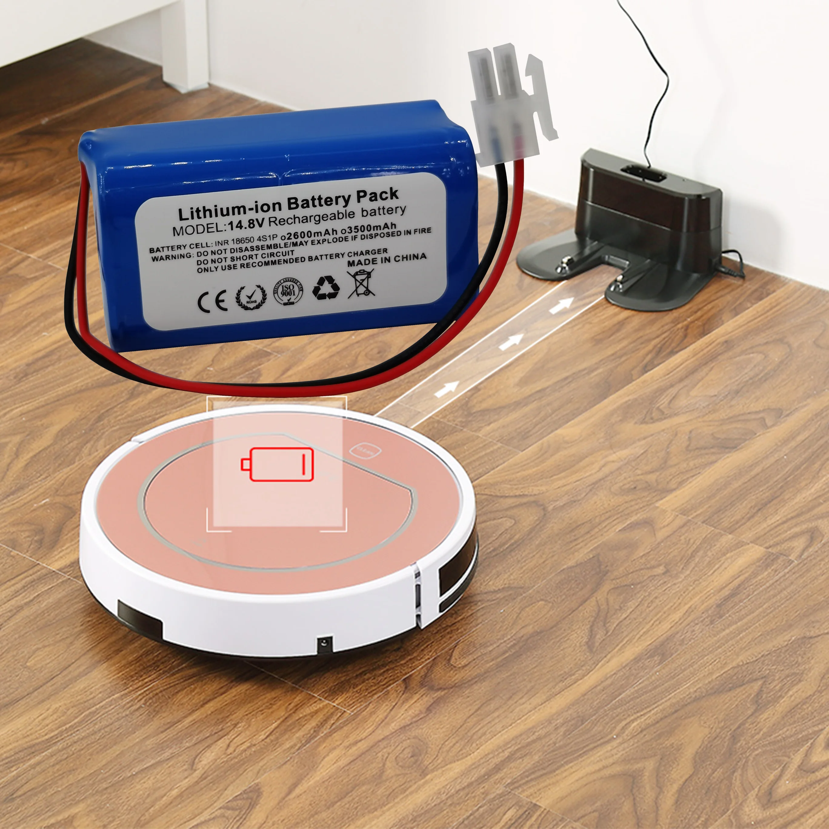 14-4V-14-8V-3500mAh-2600mAh-Li-Ion-Cylindrical-Rechargeable-Battery-Pack-For-ILIFE-Sweeping ...