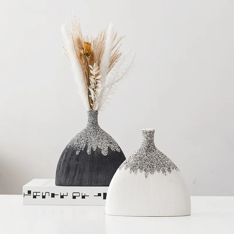 Creativity Art Vase Dried Flower Apparatus Black White Ceramic Vase ...