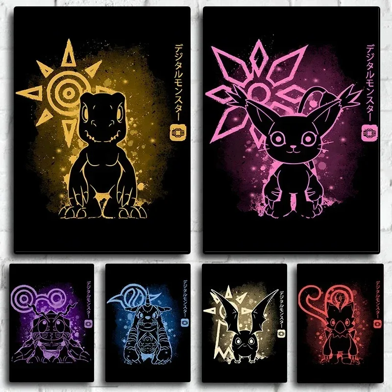 Japan-Anime-Digimon-Watercolor-Poster-Wall-Art-Canvas-Painting-Print ...