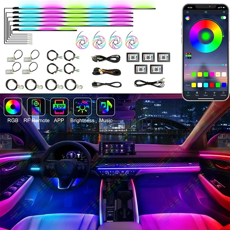 6-in-1-Car-Ambient-Light-Interior-Acrylic-Guide-LED-Strip-Light-64 ...