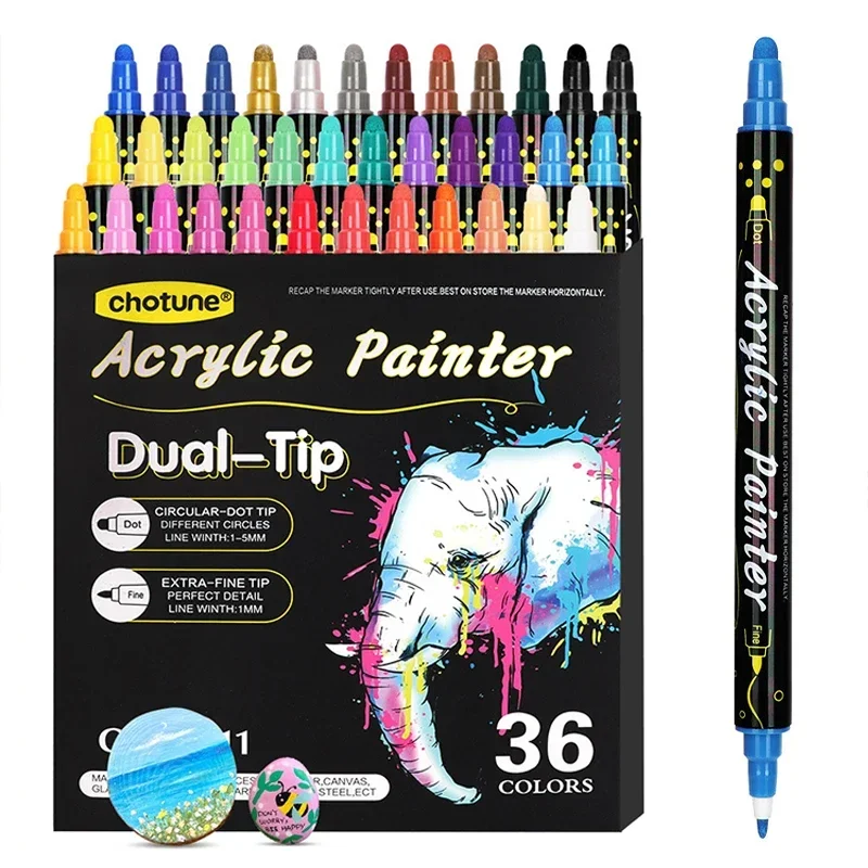 Acrylic-Marker-12-24-36-Colors-Double-Headed-Waterproof-Art-Painting ...