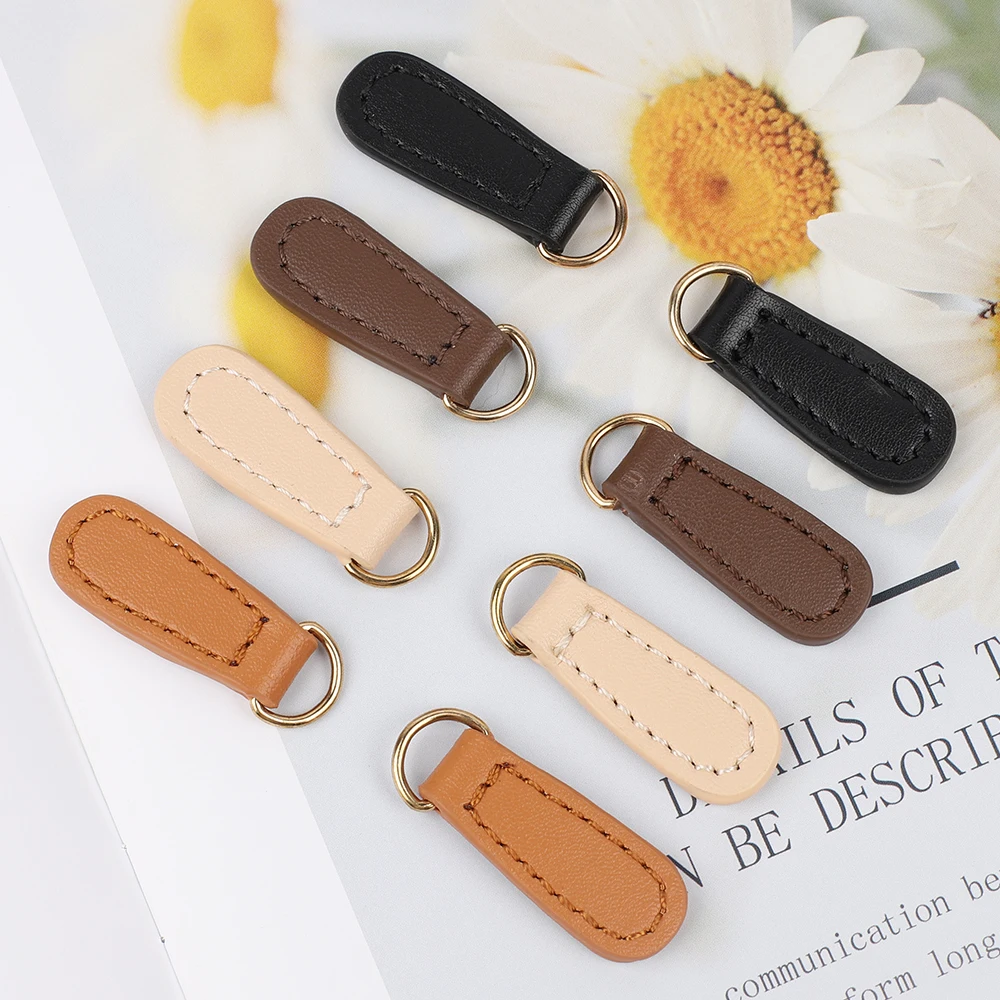 5PCS Genuine Leather Zipper Tag Zip Head Fixer Zip Sliders Repair ...