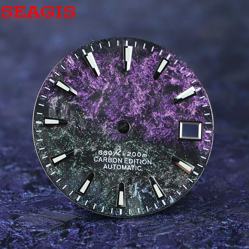 SEAGIS Carbon Fiber Dial NH35 28.5mm Green purple,BGW9 lume customize ...