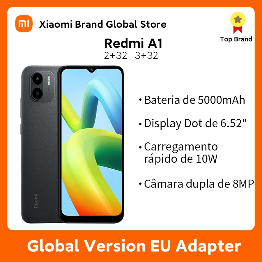 Xiaomi Redmi A1 Versão Global 2gb 32gb Helio A22 Octa Núcleo 8mp Câmera ...
