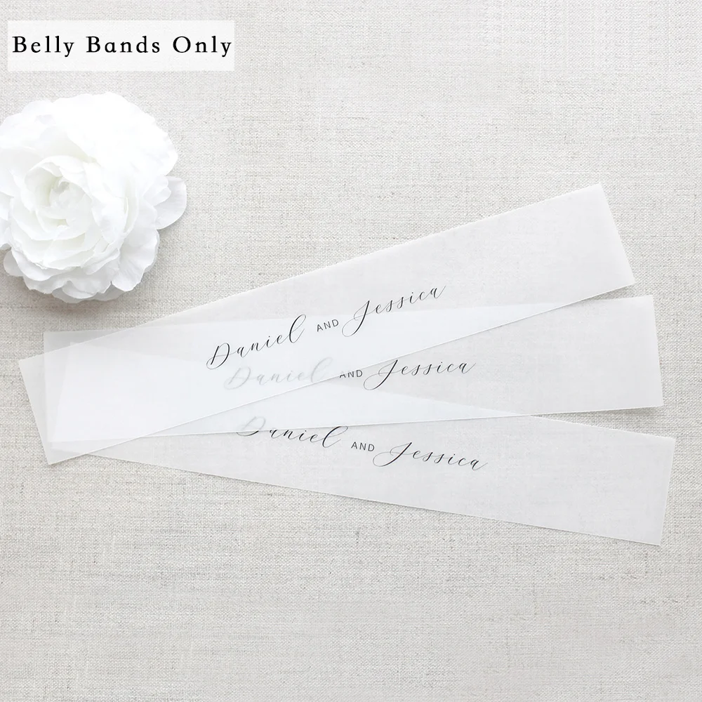 Personalized Vellum Belly Band for 5x7 Wedding Invitations, Gold Foil ...