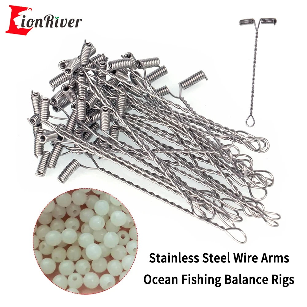 LIONRIVER-50pcs-5cm-15cm-Saltwater-Fishing-T-Shaped-Steel-Wire-Arm-With ...