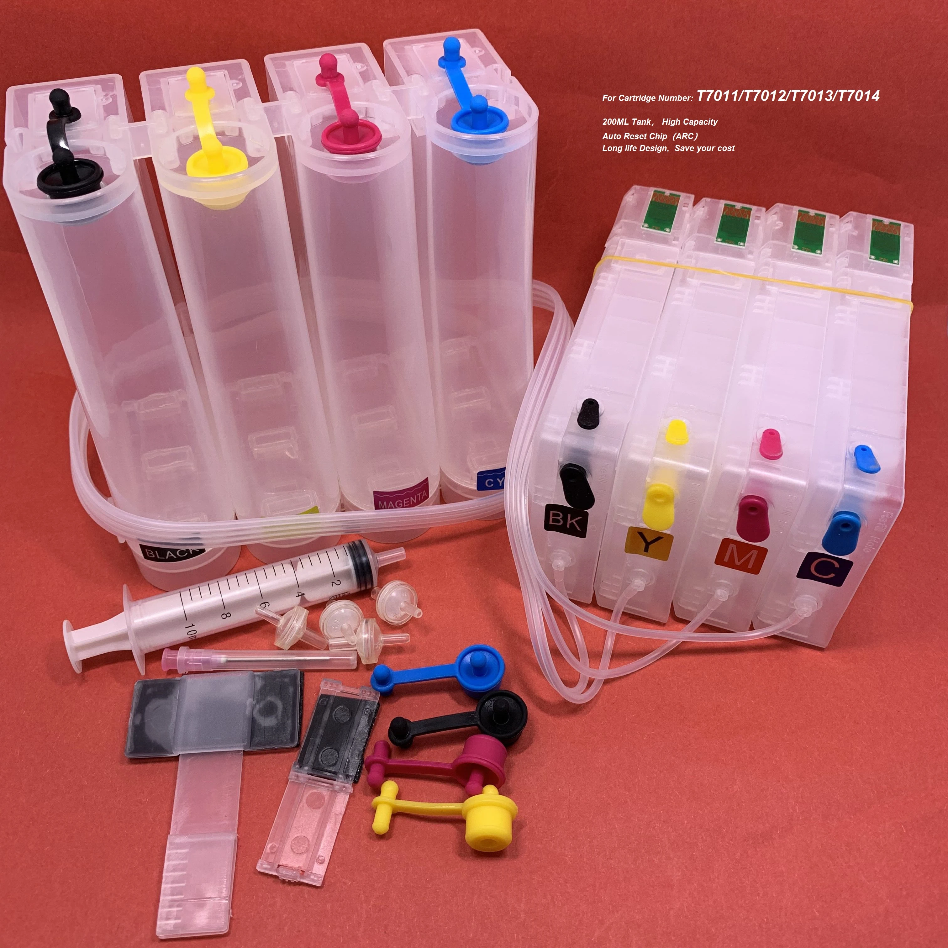 200ML Tank CISS Ink Cartridge T7011 T7012 T7013 T7014 for Epson ...