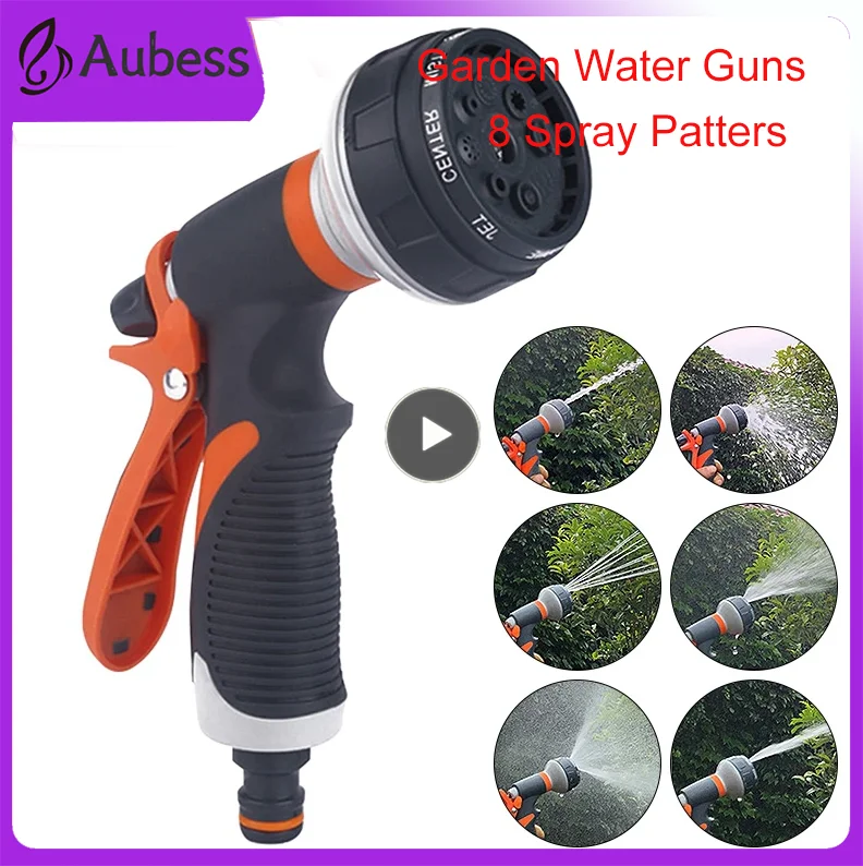 Garden-Watering-Gun-Car-Washer-Machine-8-Modes-Spray-Patters-Hose ...
