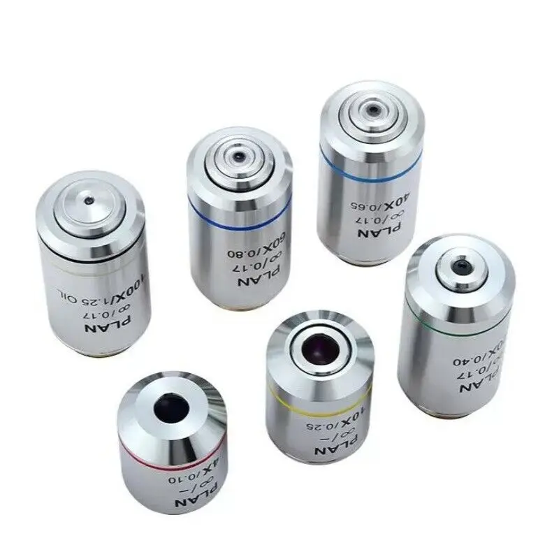 195-Microscope-Objective-4X-10X-20X-40X-60X-100X-Flat-Plan-Field ...