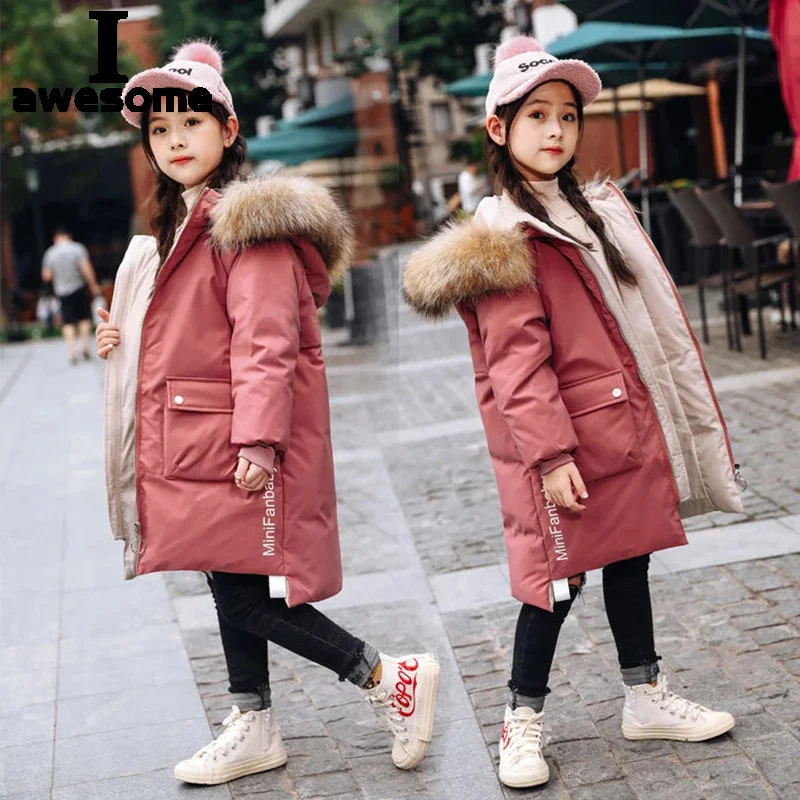 2022-New-Winter-Warm-Girls-Long-Jacket-Fashion-Fur-Collar-Hooded-Teen ...
