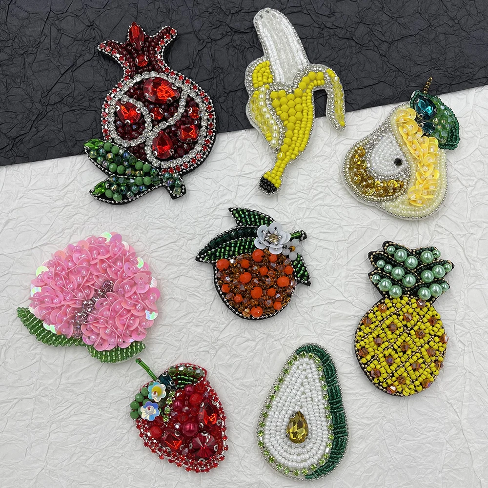 Handmade-Beading-fruit-series-patches-avocado-pineapple-strawberry ...