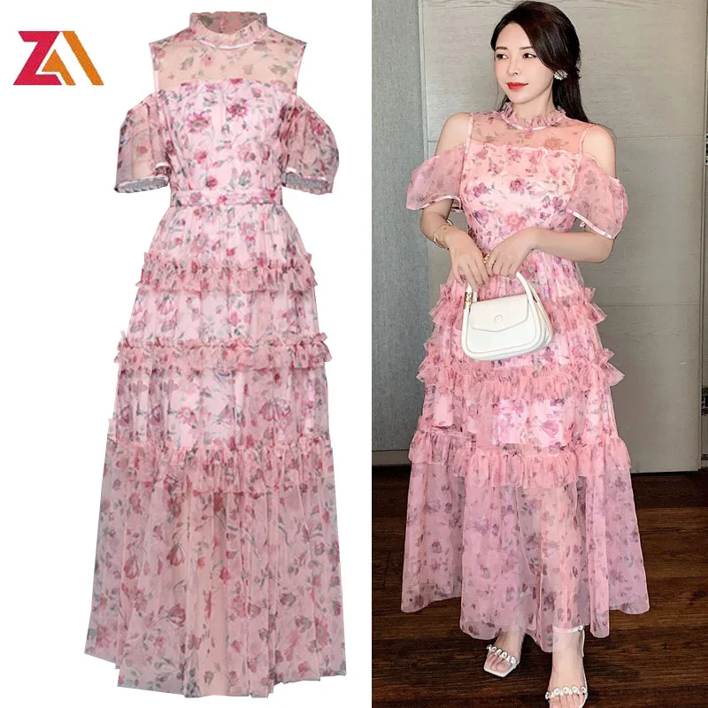 ZALady-beach-chic-fashion-elegant-floral-print-maxi-dresses-women-traf ...