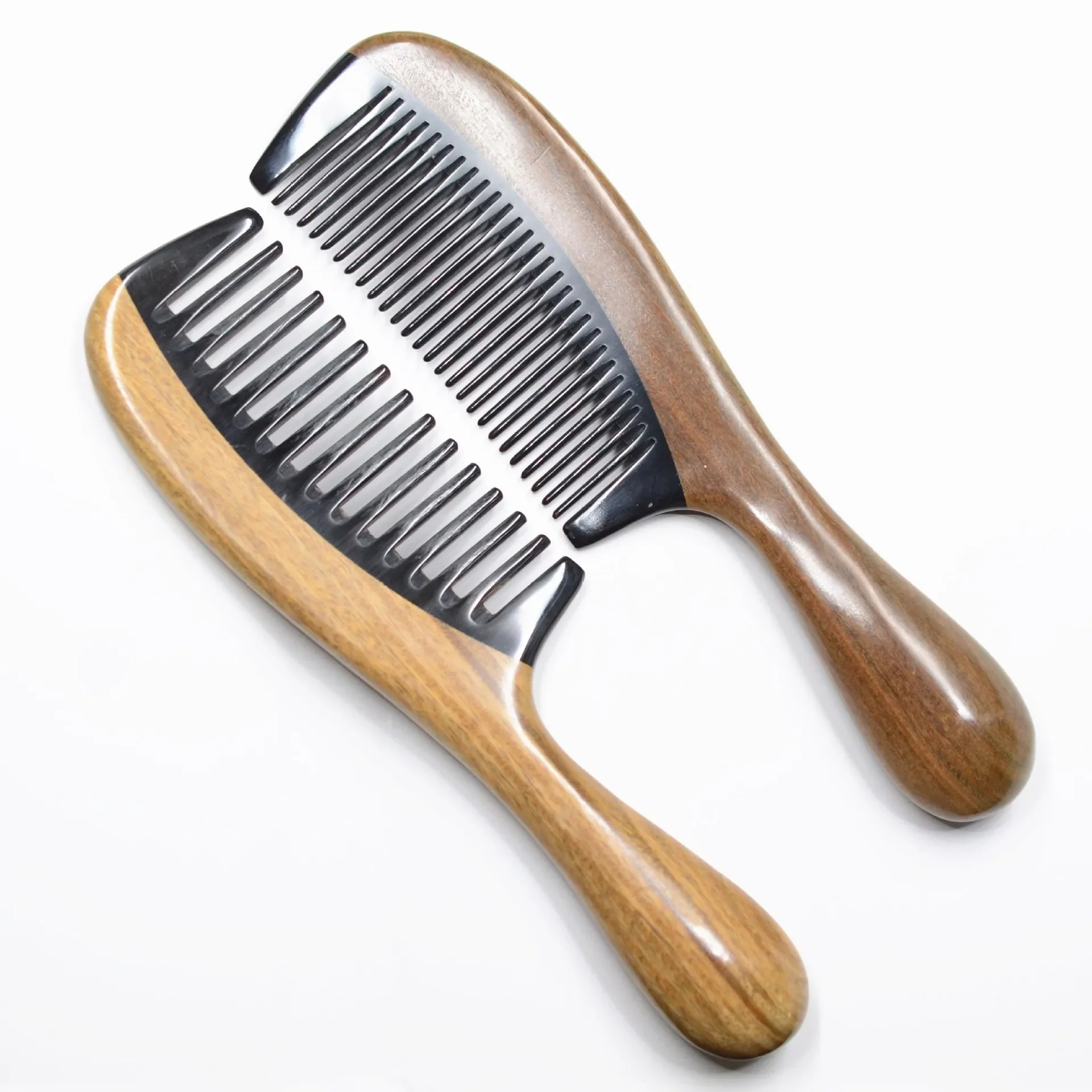 Ox-Horn-Green-Sandalwood-Comb-Drum-Handle-Wide-Toothed-Ebony-Comb-Black ...