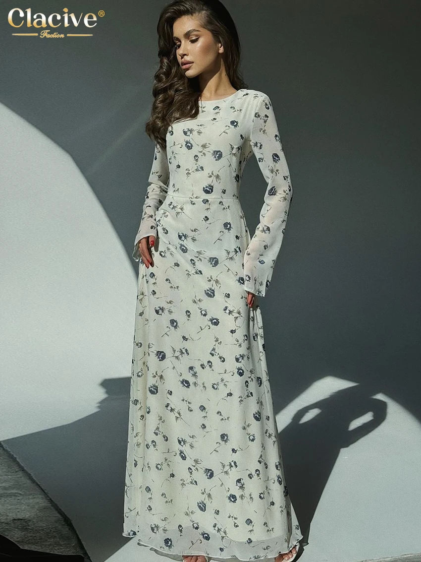 Clacive-Fashion-Slanke-Print-Vrouwen-Jurk-2024-Bodycon-O-hals-Lange ...